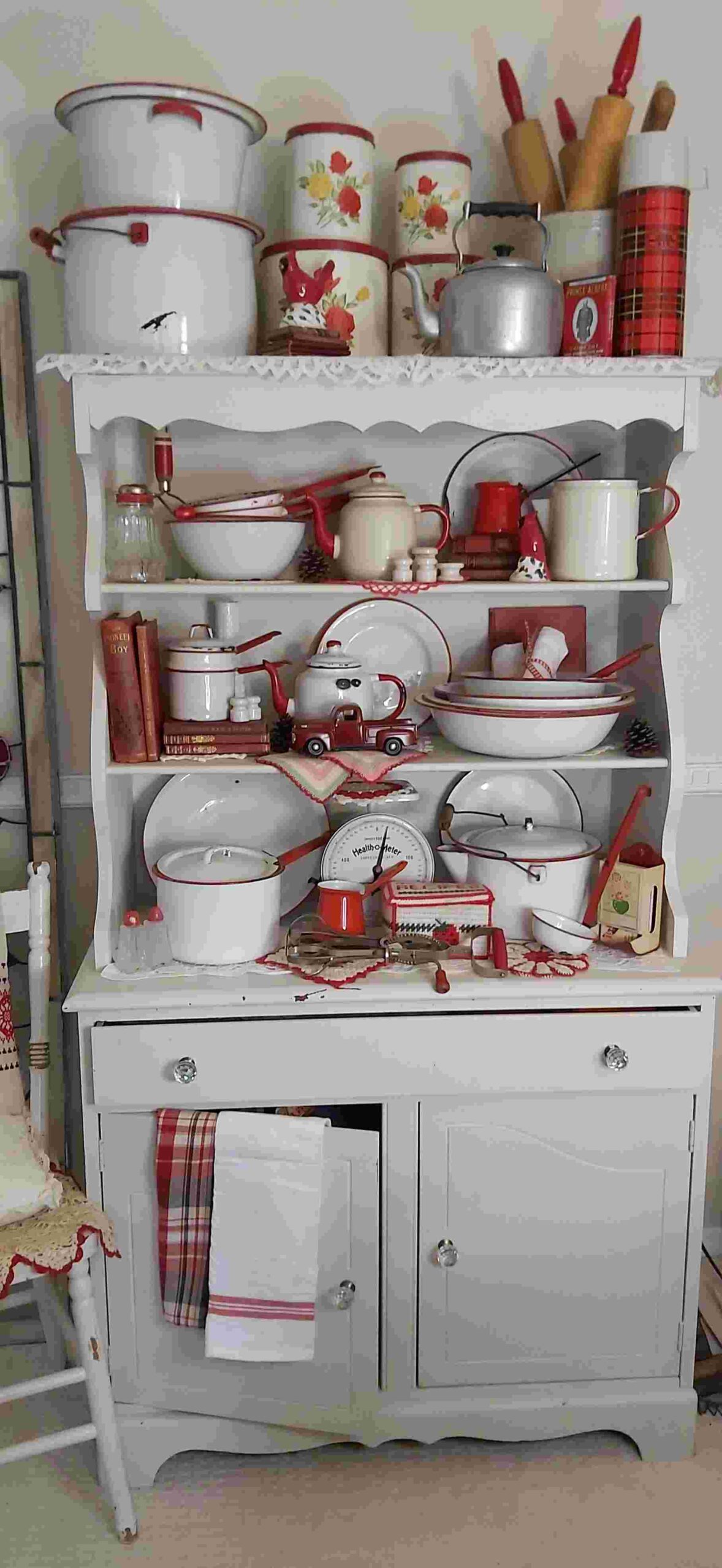Red and White Enamelware Display - Everything Country CA
